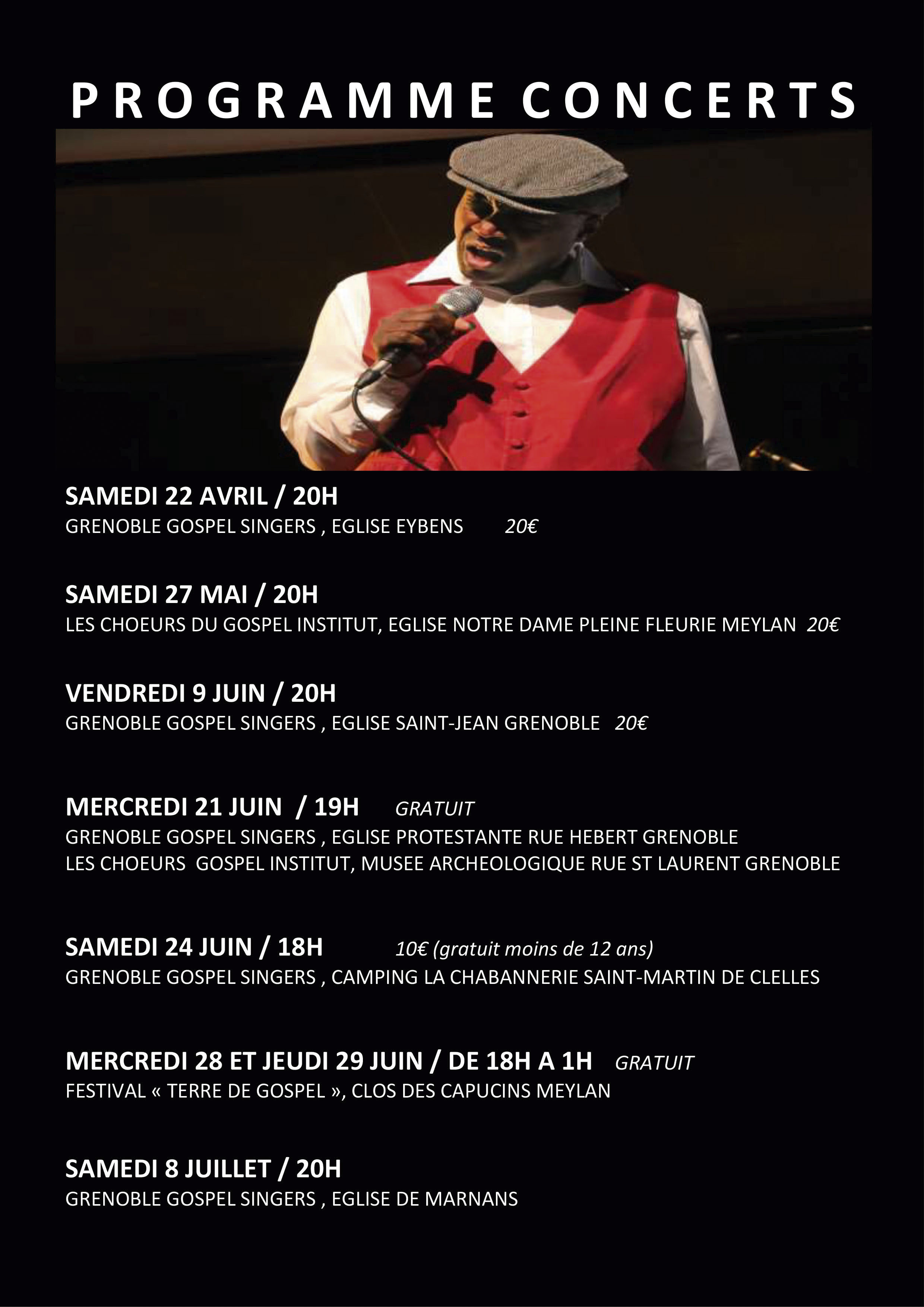 PROGRAMME CONCERTS - Grenoble Gospel Singers